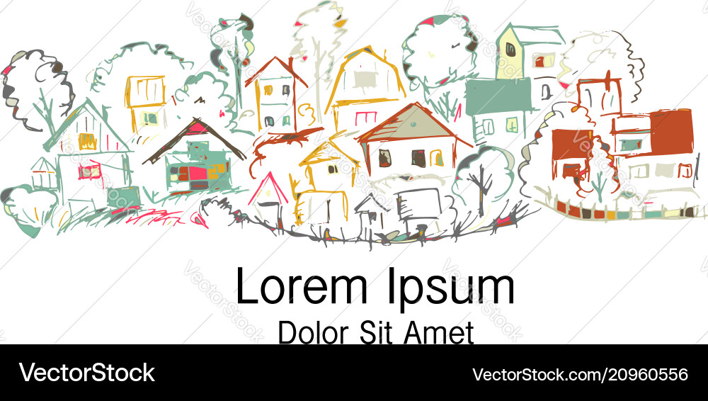 Village abstract sketch for your design Royalty Free Vector