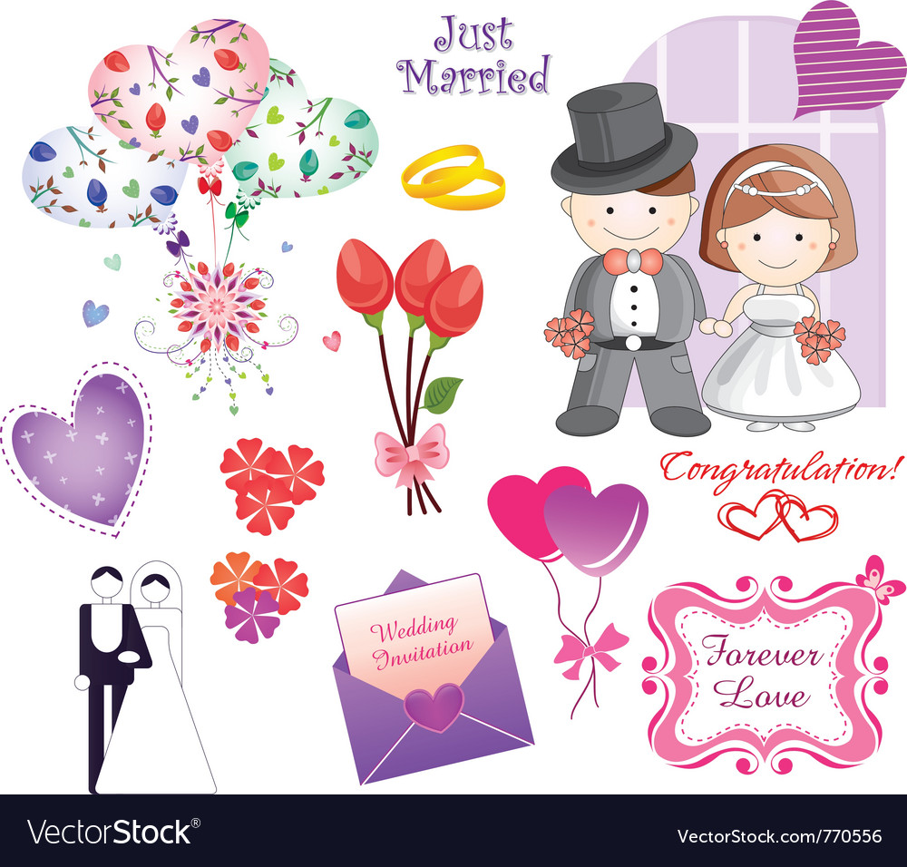 Wedding elements Royalty Free Vector Image - VectorStock