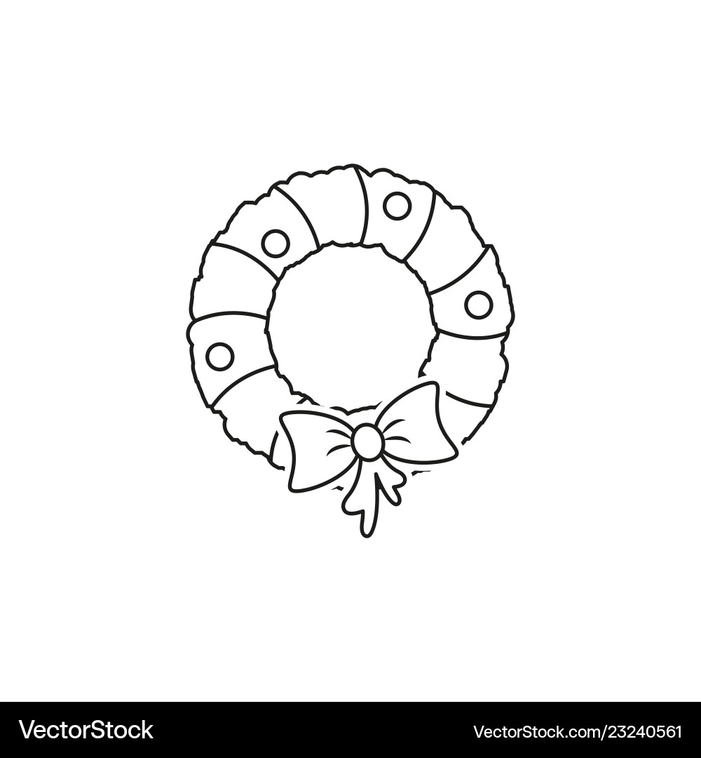 A new year wreath with bow icons Royalty Free Vector Image
