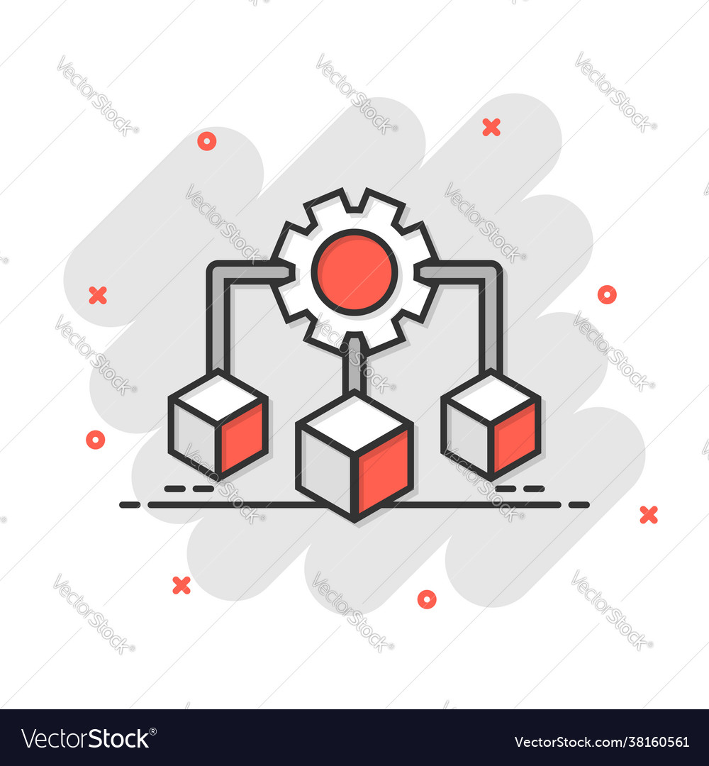Api technology icon in comic style algorithm Vector Image