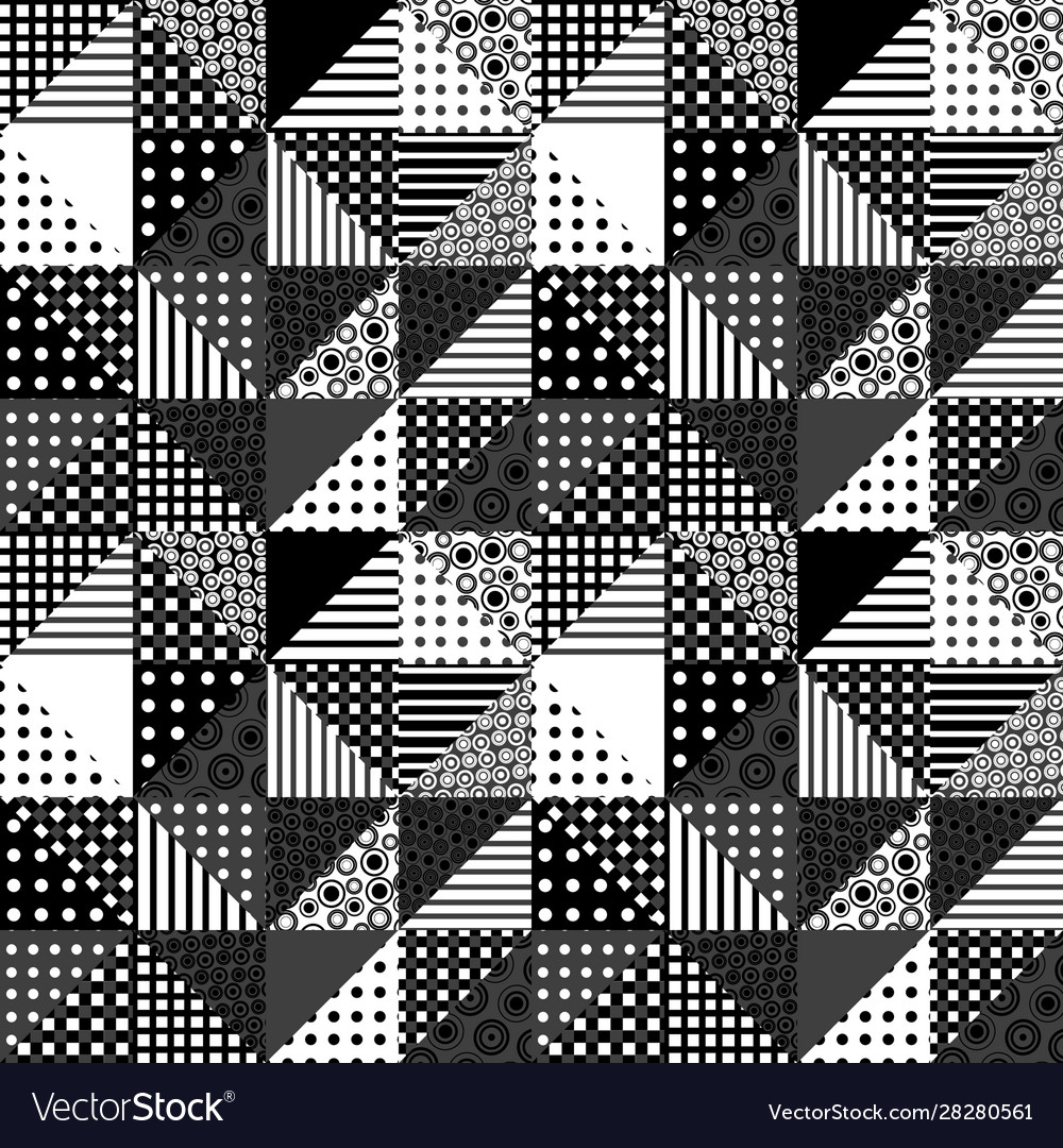 Black and white patchwork design Royalty Free Vector Image
