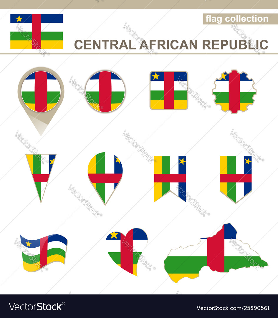Central african republic flag collection Vector Image