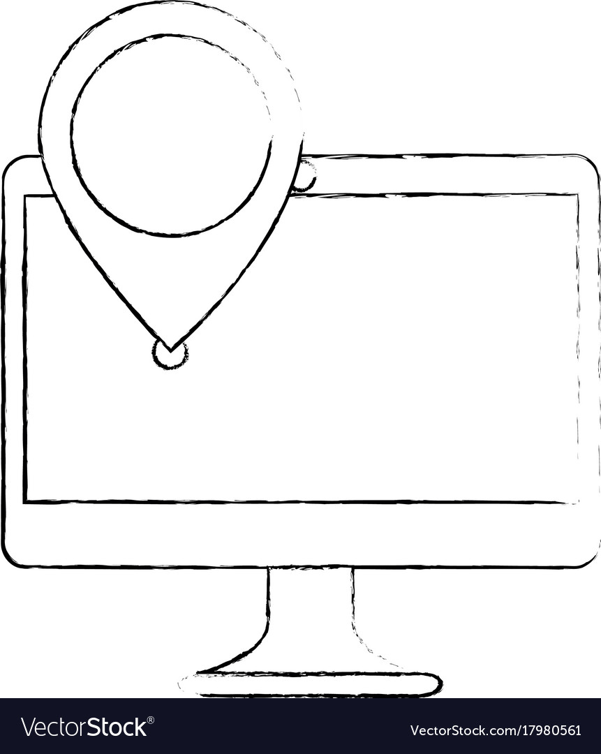 Computer with pointer location isolated icon Vector Image