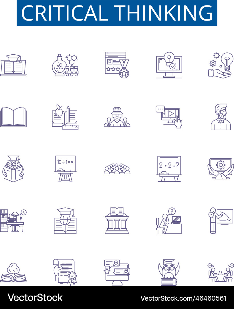 Critical thinking line icons signs set design Vector Image