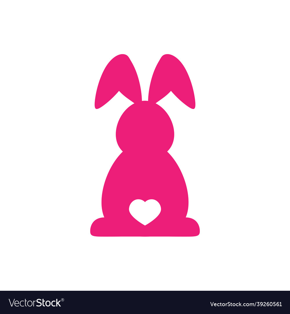 Cute Cartoon Bunny With Heart Pink Rabbit Vector Image