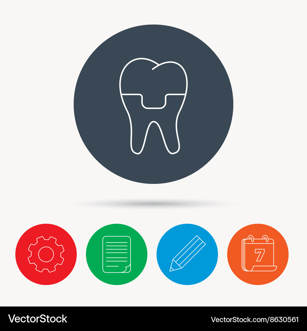 Dental crown icon tooth prosthesis sign Royalty Free Vector
