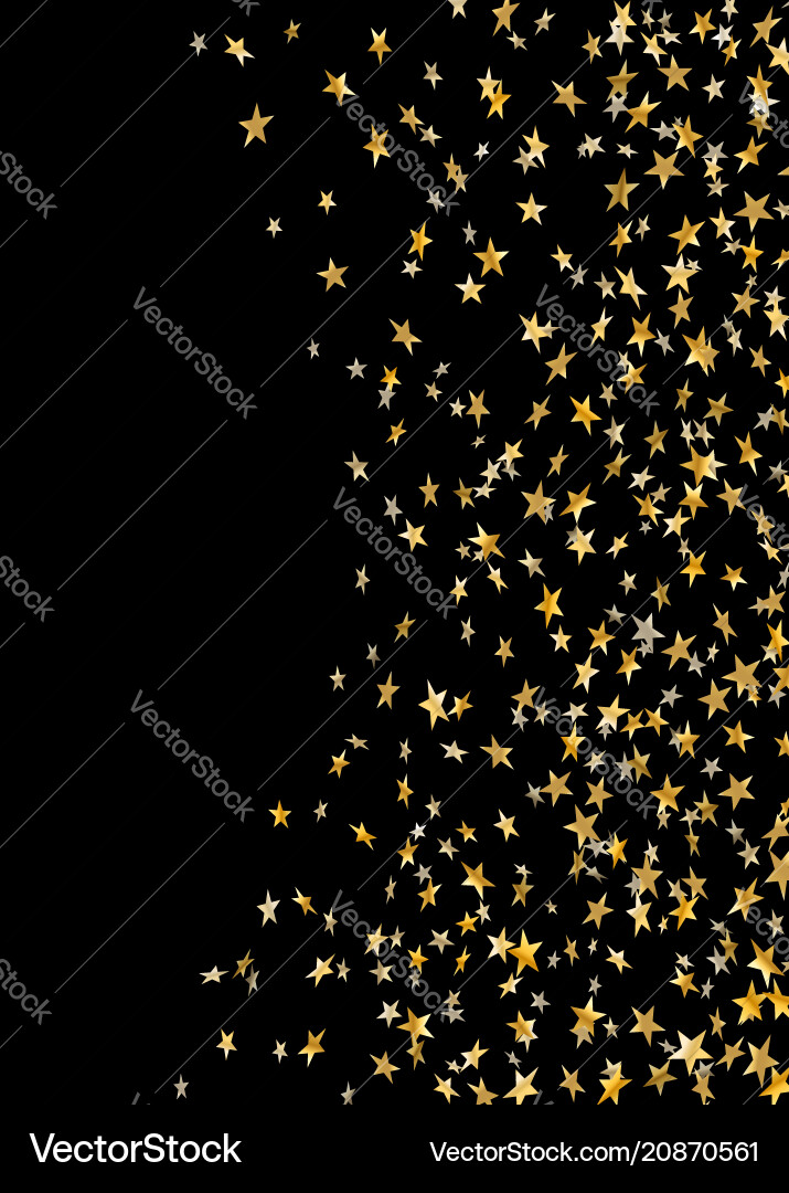 Gold stars falling confetti isolated on black Vector Image