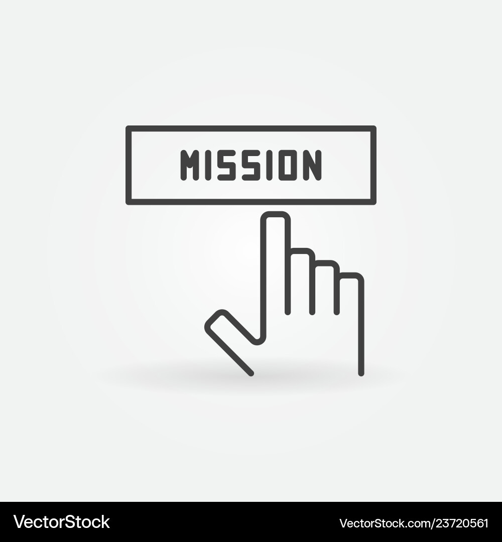 Hand and mission button icon in outline Royalty Free Vector