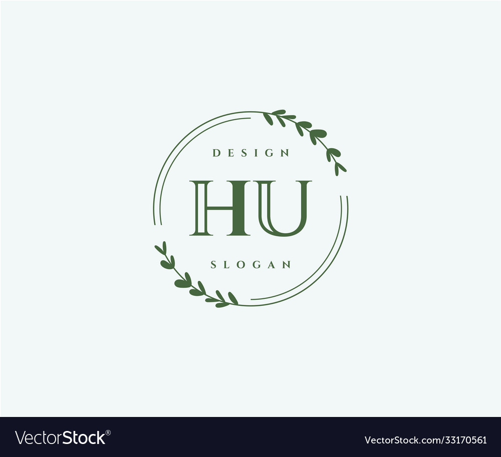 Initial hu beauty monogram and elegant logo design