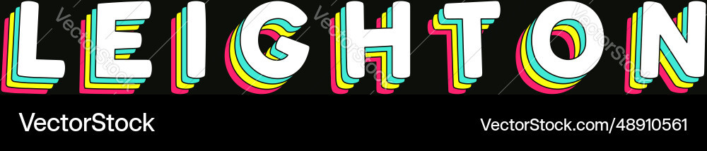 Leighton - retro rainbow typography faded style Vector Image