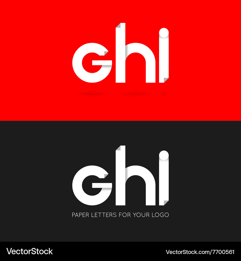 Letter g h i logo paper set background Royalty Free Vector