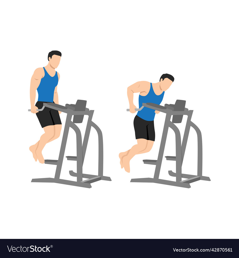 Man doing parallel dip bar exercise flat Vector Image