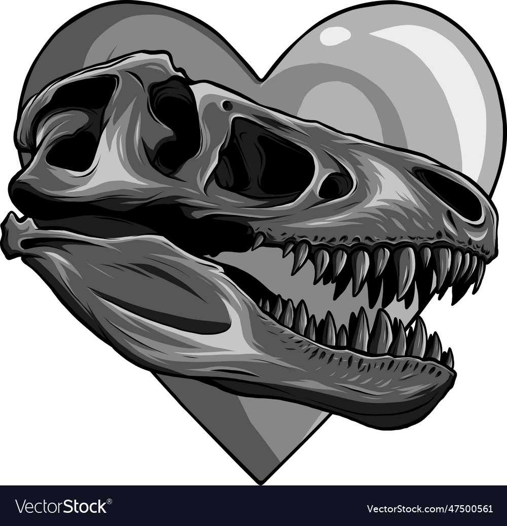Monochromatic dinosaur skull of t-rex Royalty Free Vector
