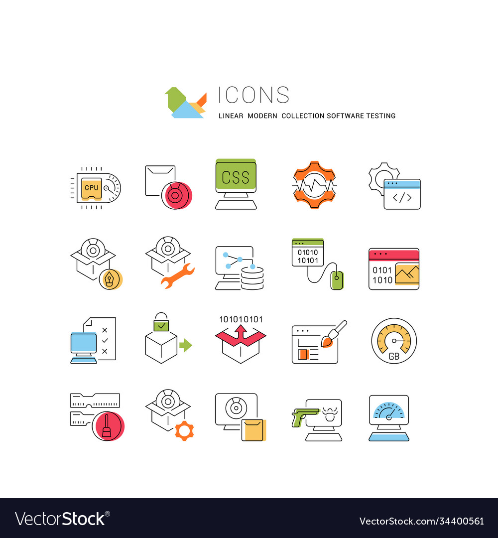 Set line icons software Royalty Free Vector Image