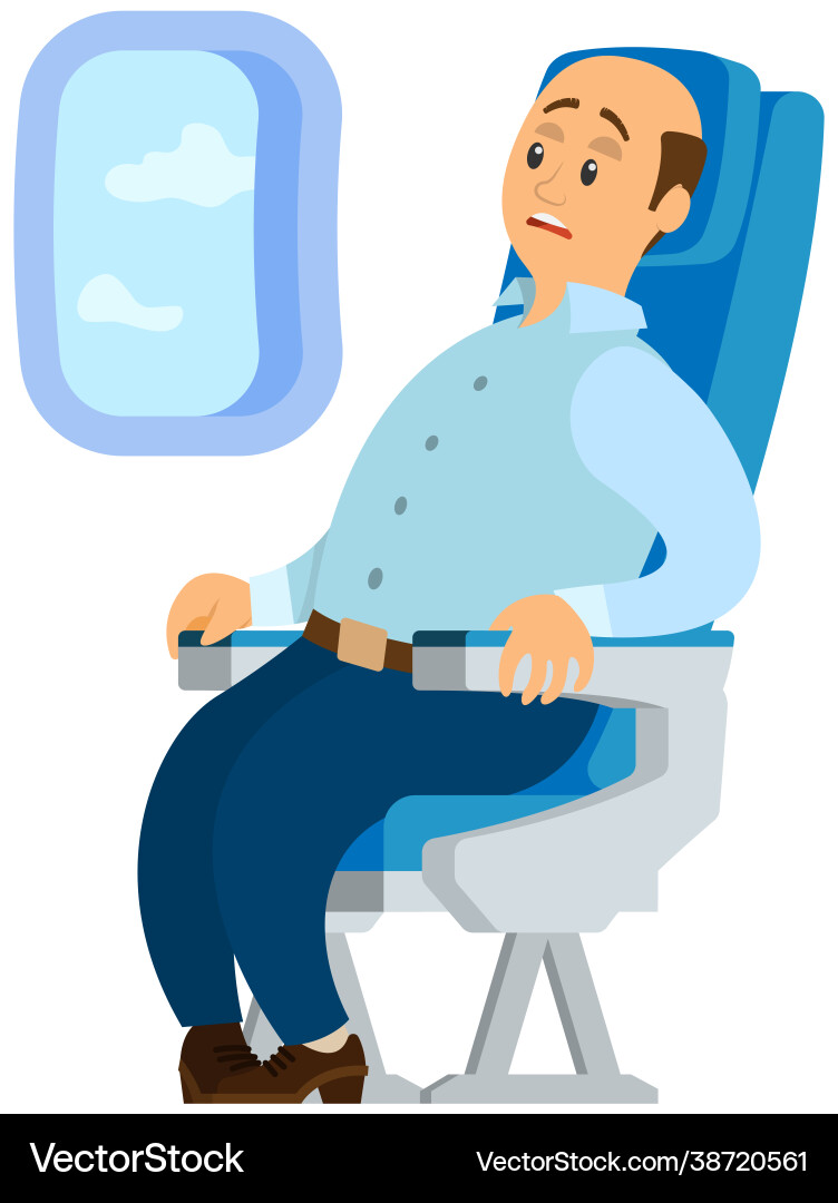 Terrified airplane passenger shocked turbulent Vector Image
