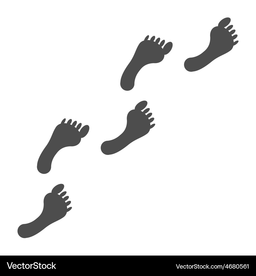 Trail of black human bare footsteps Royalty Free Vector