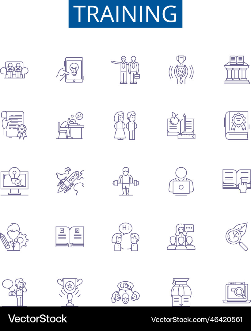 Training line icons signs set design collection Vector Image