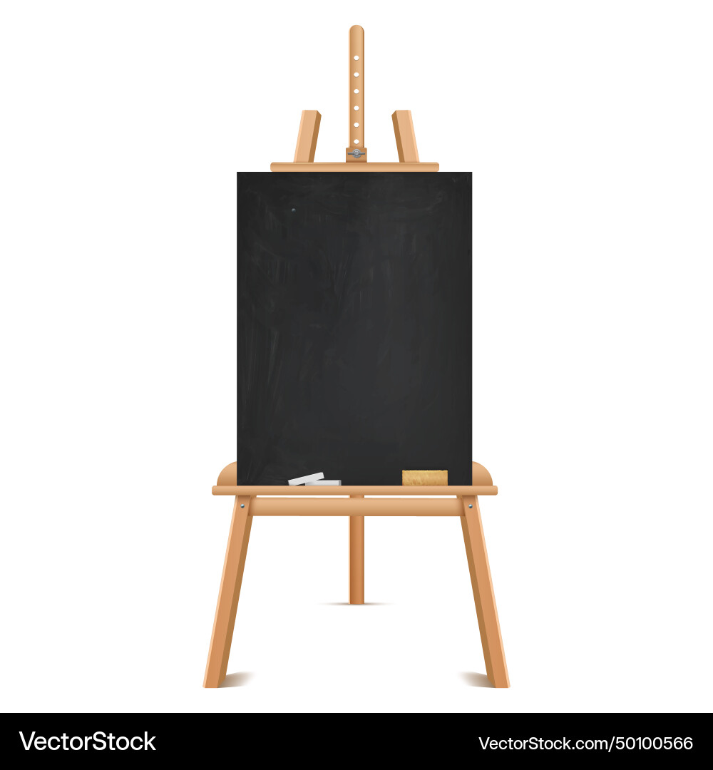 Black chalkboard on wooden easel menu board with Vector Image