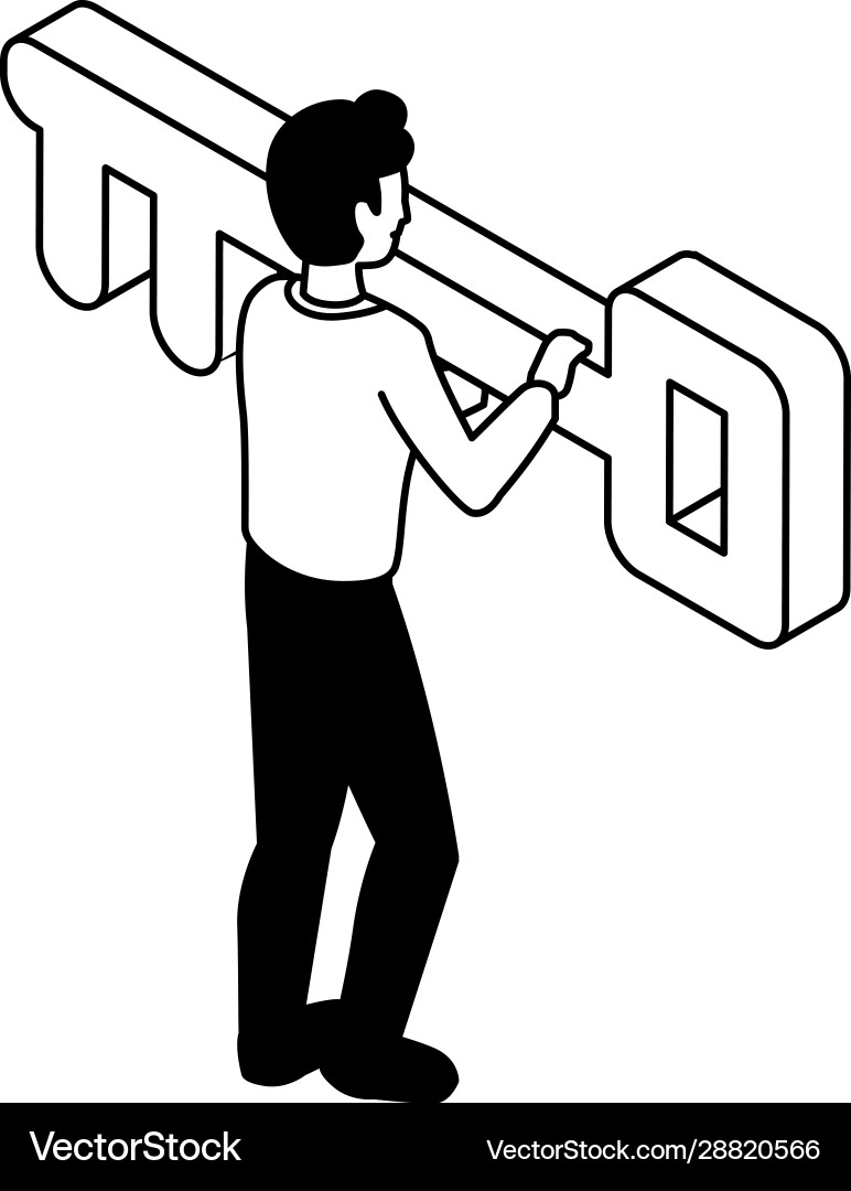 Businessman with key on white background Vector Image