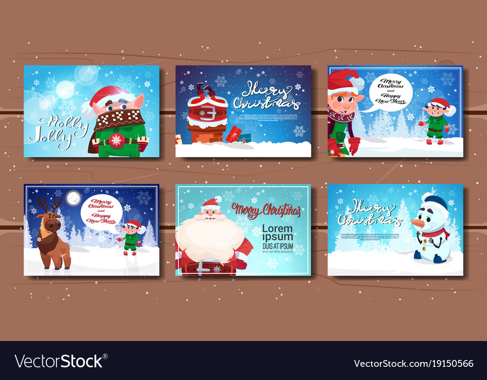 Collection of cute posters to christmas and new Vector Image