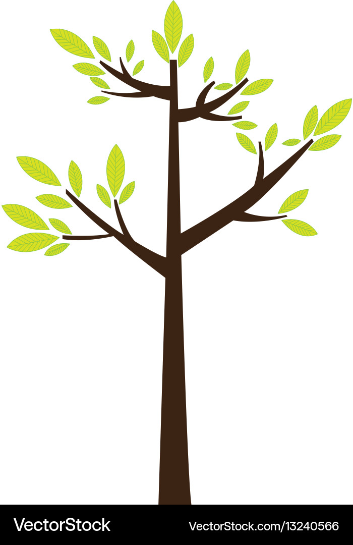 Color silhouette with green tree growing Vector Image