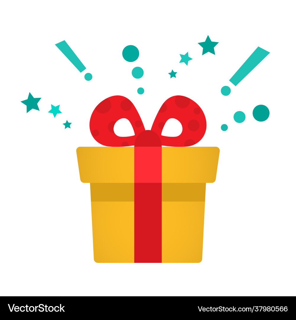 Delight present surprise yellow gift box birthday Vector Image