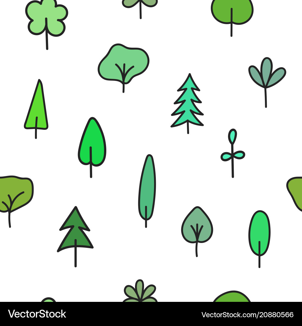 Forest garden tree nature simple seamless pattern Vector Image