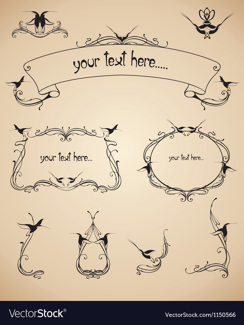 Frames and calligraphic elements set Royalty Free Vector