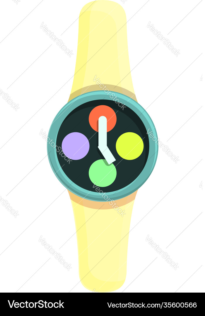 Kids round smart clock icon cartoon style Vector Image