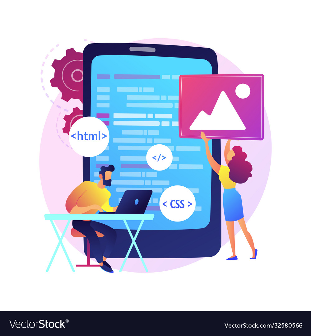 Mobile application development concept Royalty Free Vector