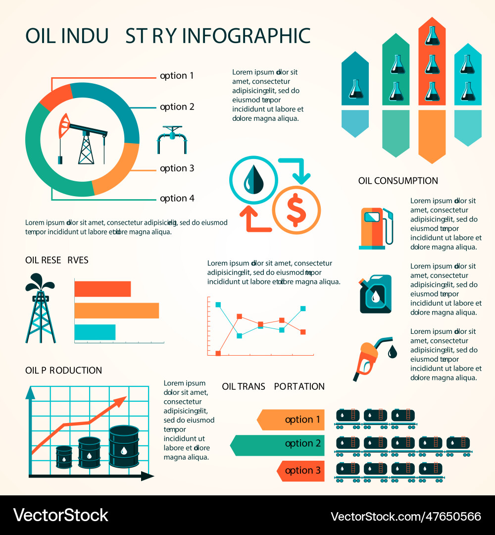 Oil production infographics Royalty Free Vector Image