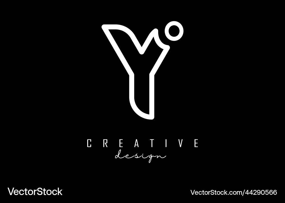 Outline white letter y logo with dot and gradient Vector Image