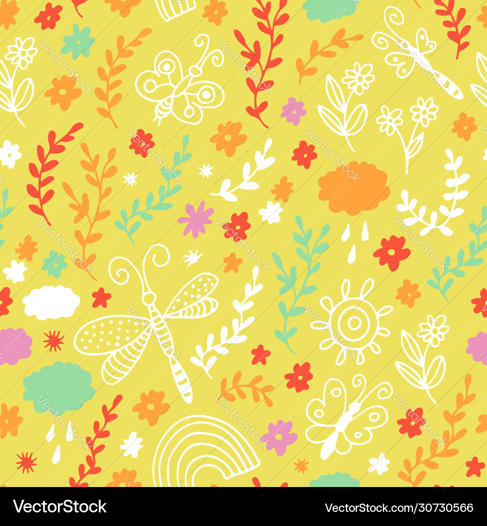 Seamless flowers pattern floral background baby Vector Image