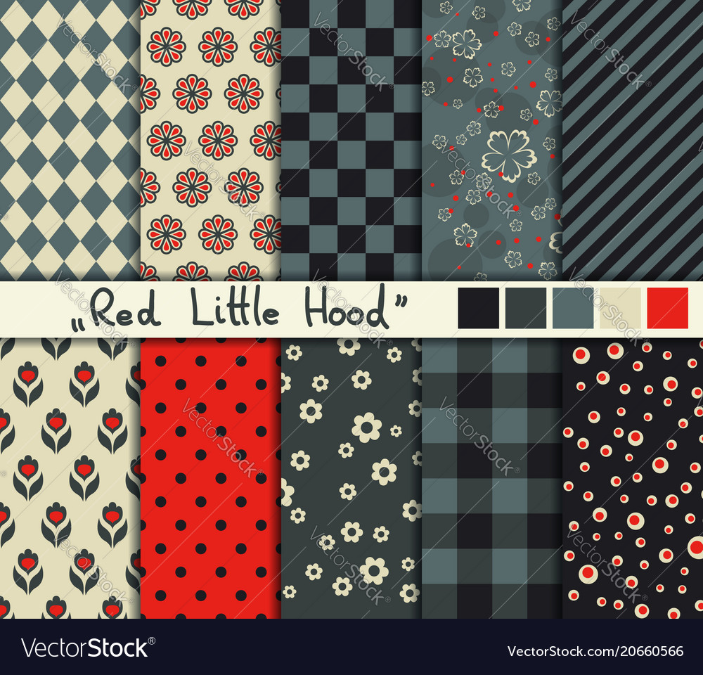 Set 10 simple seamless patterns Royalty Free Vector Image