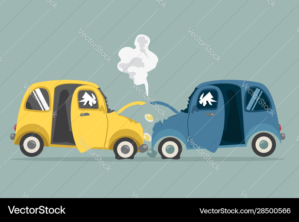 Two car crash flat design Royalty Free Vector Image
