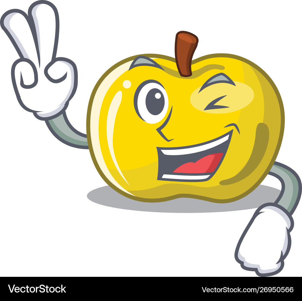 Two finger yellow apple in character shape Vector Image