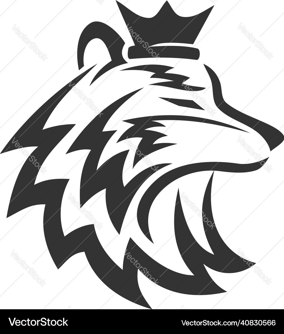 Wolf head crown icon brand isolated Royalty Free Vector