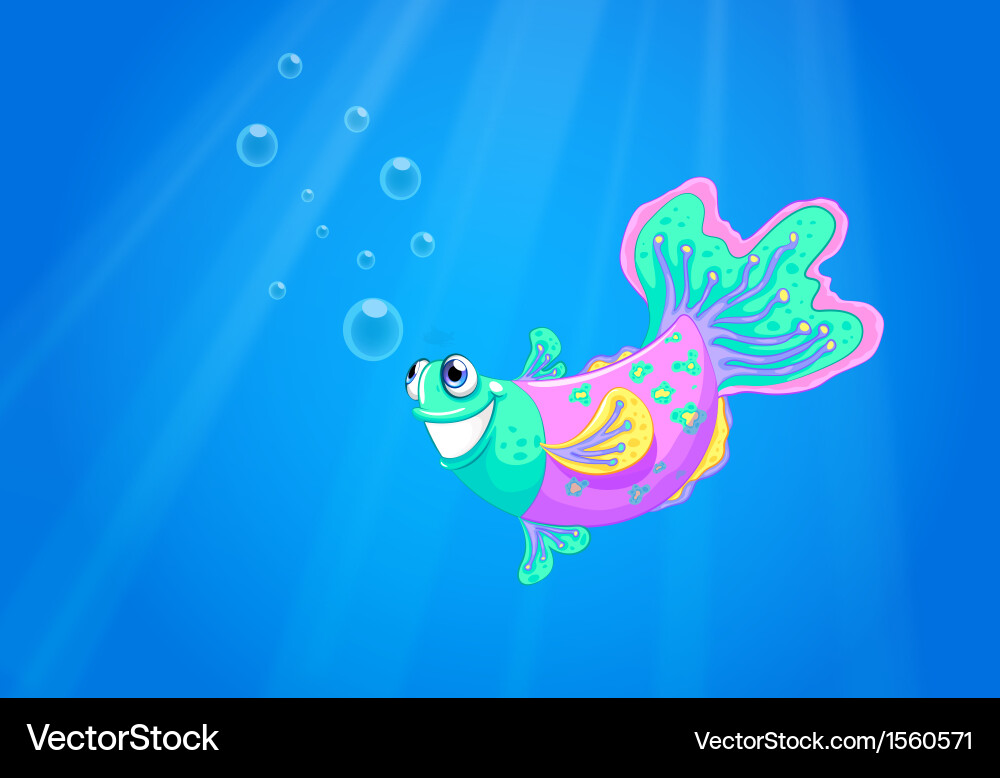 A smiling pink fish in the ocean Royalty Free Vector Image