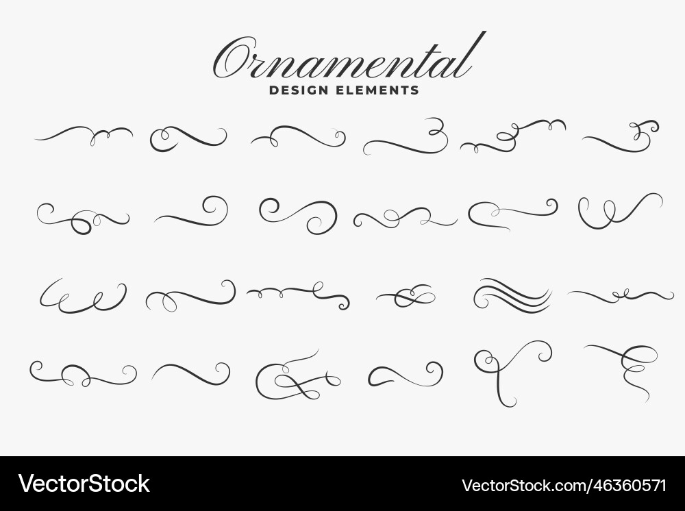 Classic ornamental curls borders or dividers set Vector Image