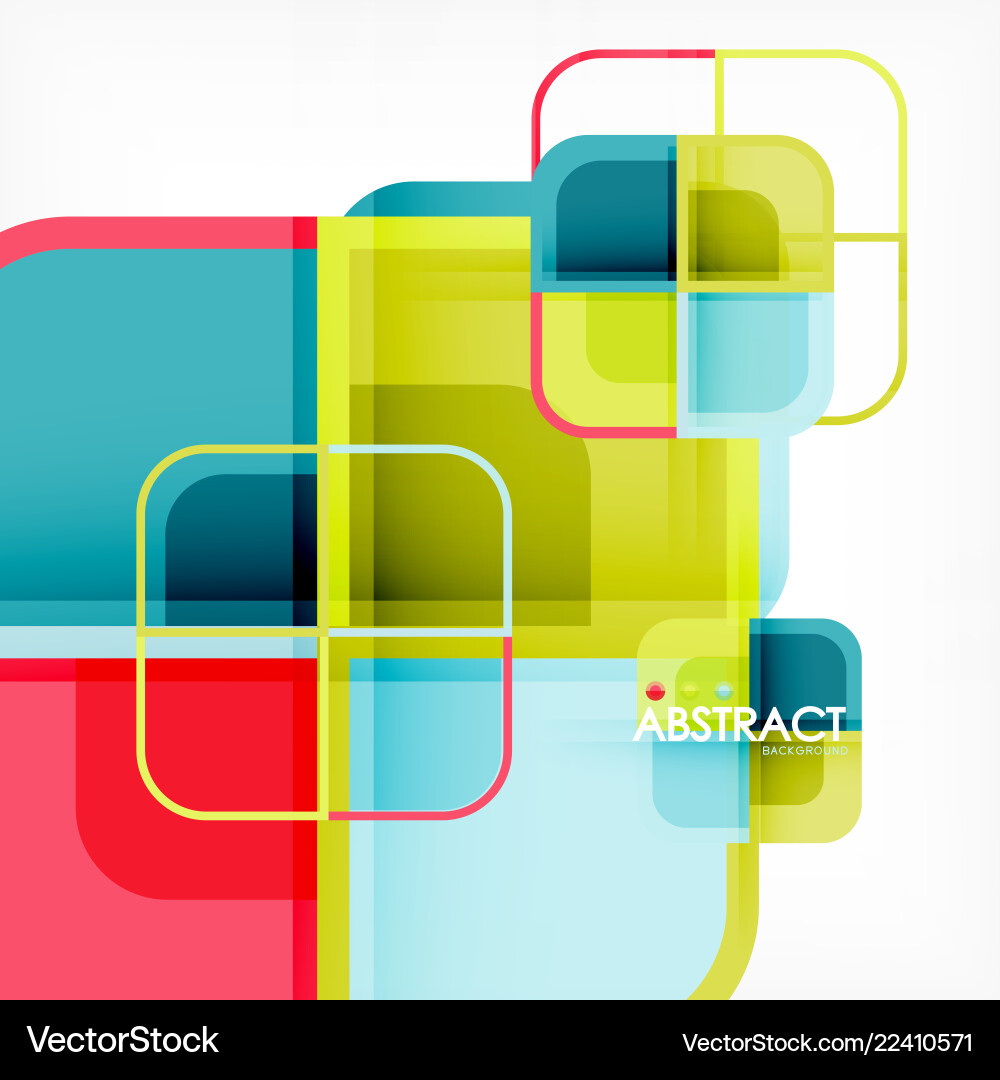Colorful round squares modern geometric background