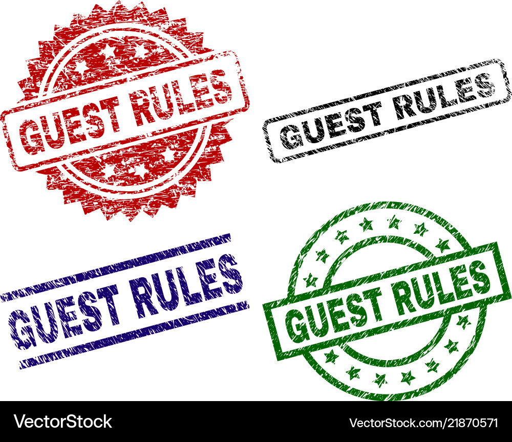 Damaged textured guest rules seal stamps Vector Image