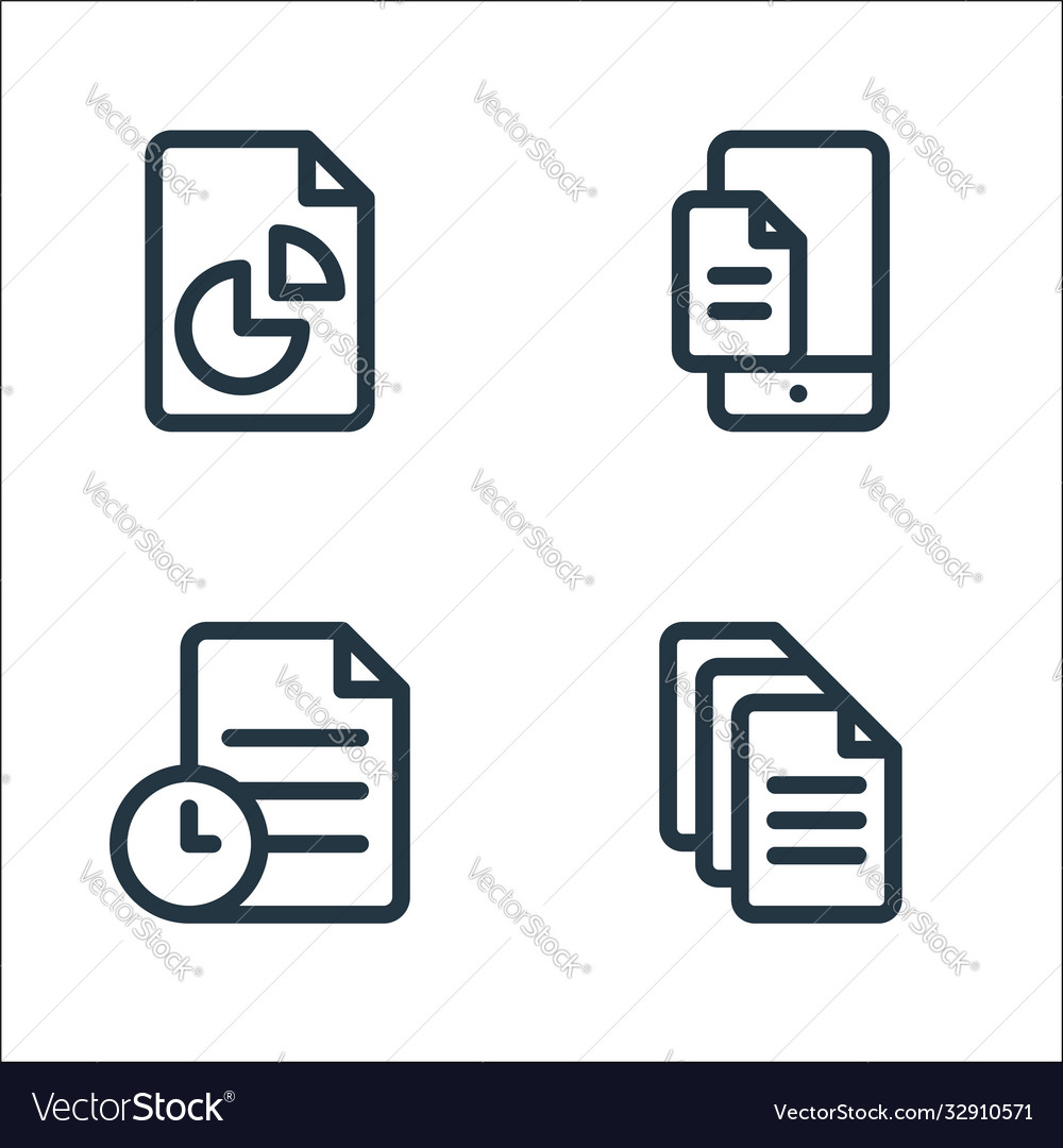 Document And Files Line Icons Linear Set Quality Vector Image