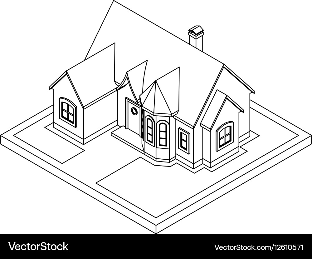 Drawing of private house Royalty Free Vector Image