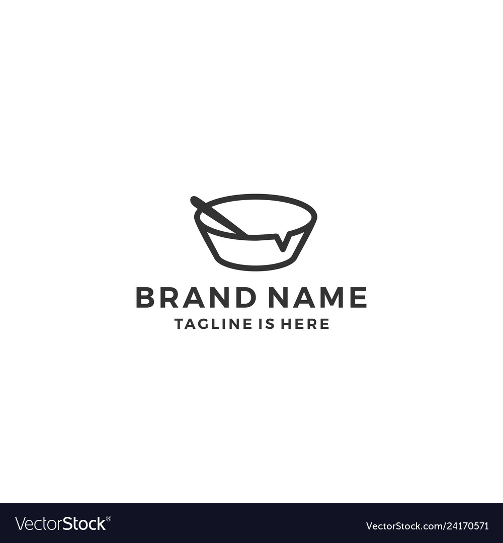 Food bowl chat talk bubble social media icon logo Vector Image