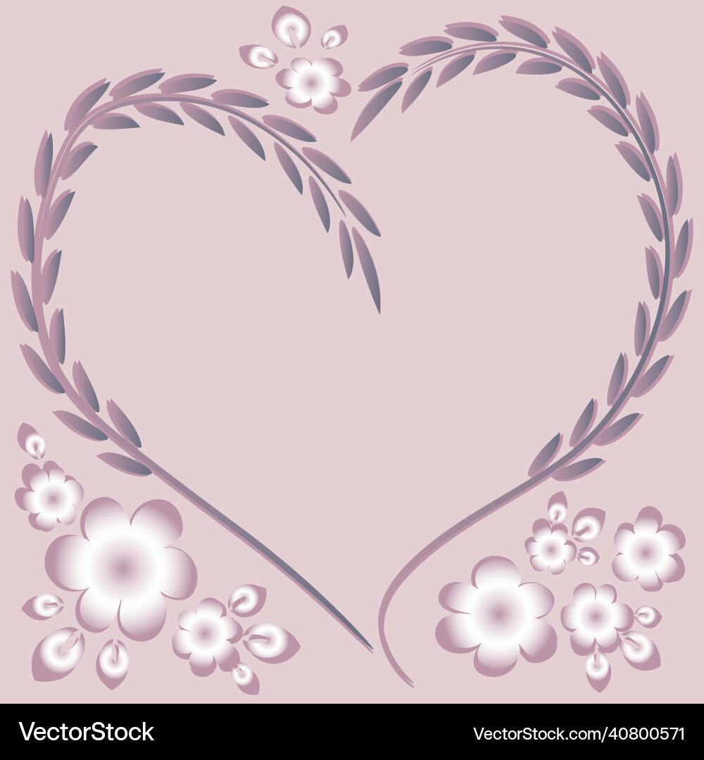 Frame - heart and flowers - postcard for valentin Vector Image