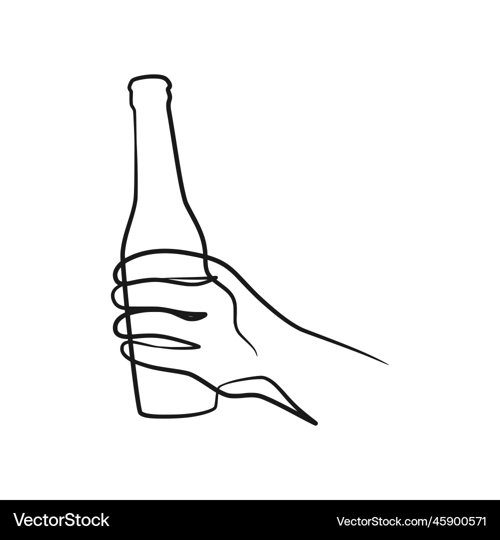Hand holding beer continuous one line art Vector Image