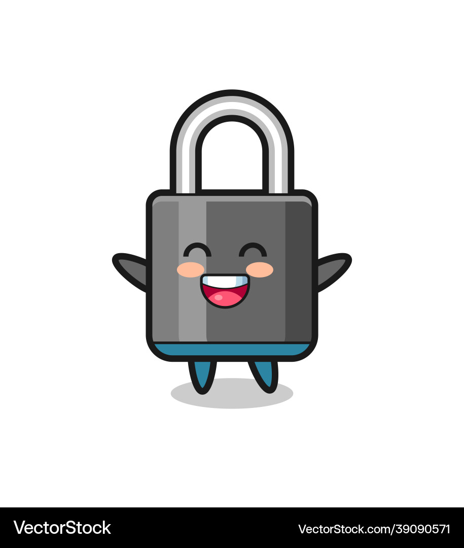 Happy baby padlock cartoon character Royalty Free Vector