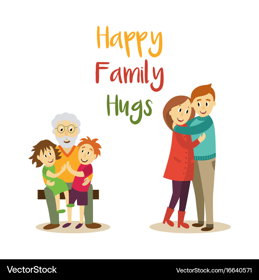 Happy family hugs concept isolated Royalty Free Vector Image
