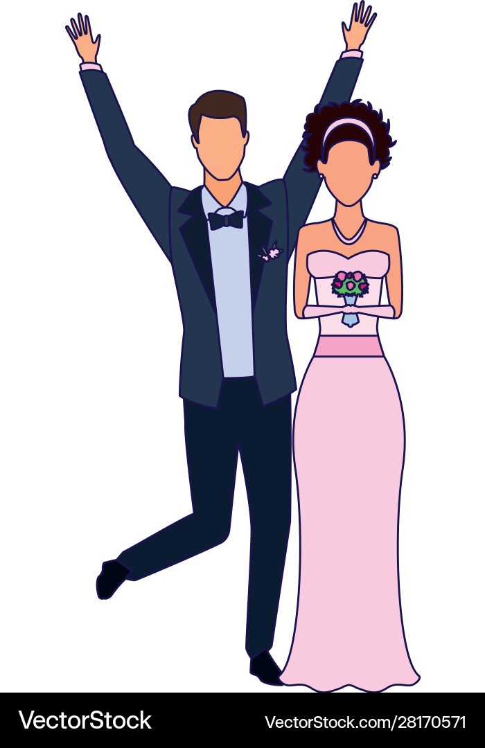 Happy groom and bride icon flat design Royalty Free Vector