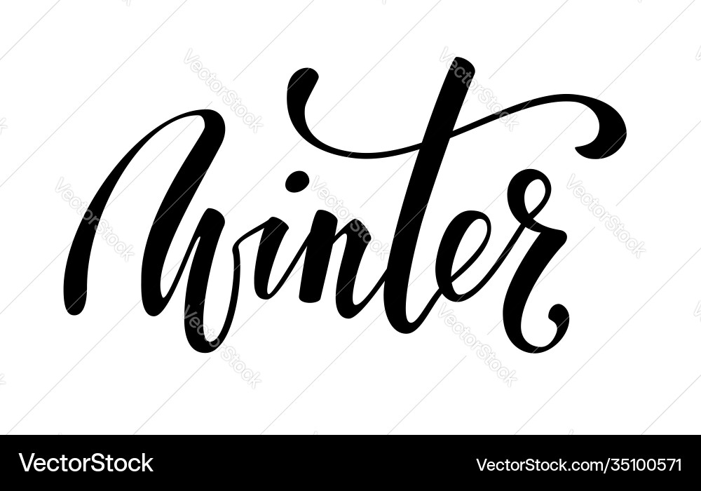 Hello winter hand drawn calligraphy and brush pen Vector Image